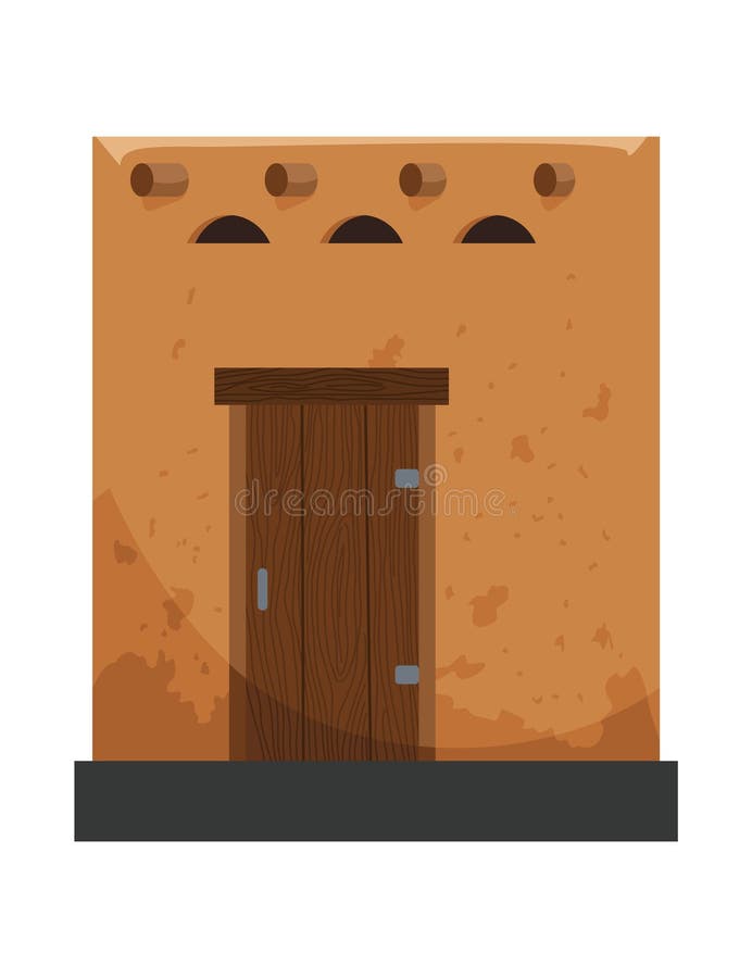 Adobe House. Traditional Building Illustrate Craftsmanship of Rustic ...