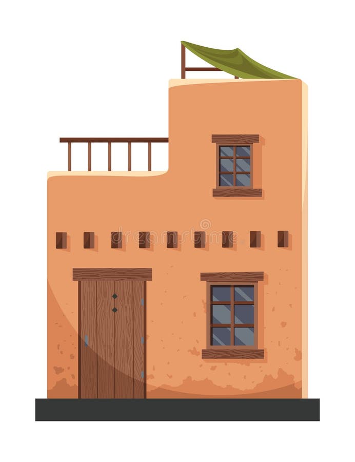 Adobe House. Traditional Building Illustrate Craftsmanship of Rustic ...
