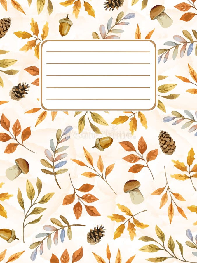 Covers for Notebooks with Autumn Leaves, Cones and Mushrooms. Stock ...
