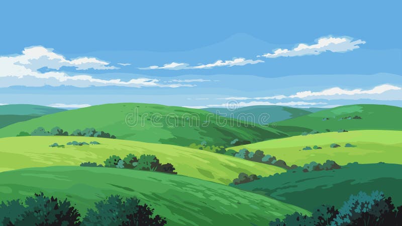 Rolling Green Hills Simple Landscape Stock Vector - Illustration of ...