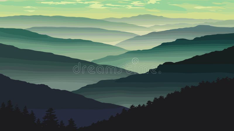 Layered Mountain Range: Gradient Sky Stock Vector - Illustration of ...