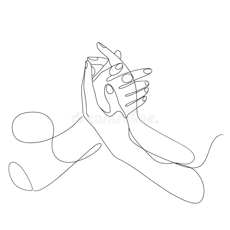 Intertwined Hands Continuous Line Drawing Stock Vector - Illustration ...