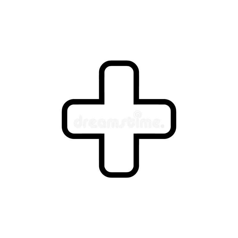 Black Plus Sign Rounded Ends White Background Stock Vector ...