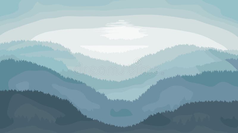 Misty Blue Mountain Range stock vector. Illustration of scenic - 358161988