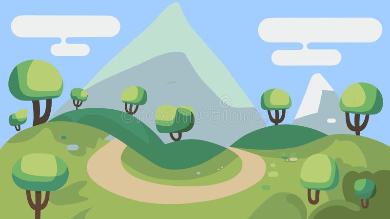 Cartoon Landscape with Winding Path and Mountain Stock Vector ...