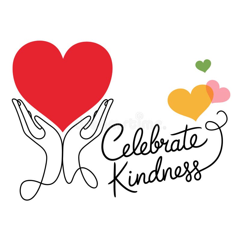Hands Holding Heart Celebrate Kindness Line Art Stock Vector ...