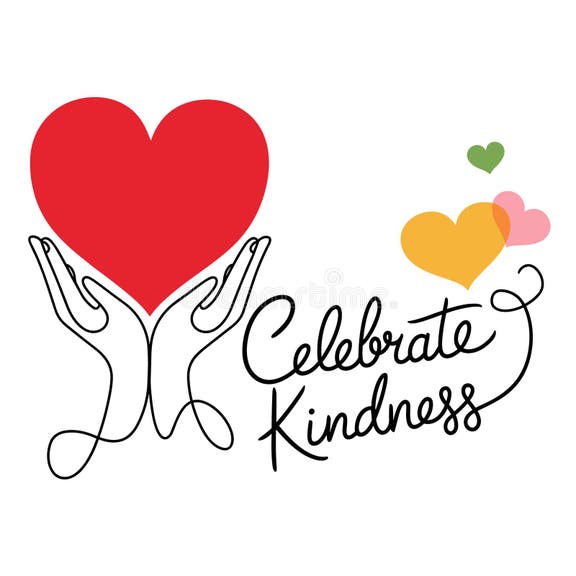 Hands Holding Heart Celebrate Kindness Line Art Stock Vector ...