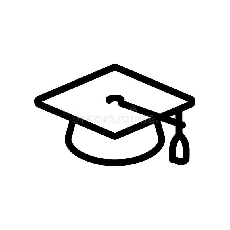 Graduation Cap Outline Simple Black Stock Vector - Illustration of ...