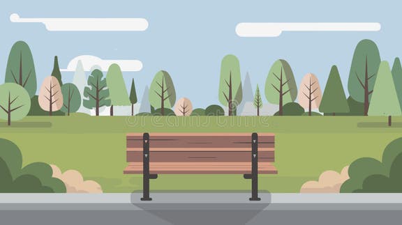 Park Scene with Bench and Trees Stock Vector - Illustration of trees ...