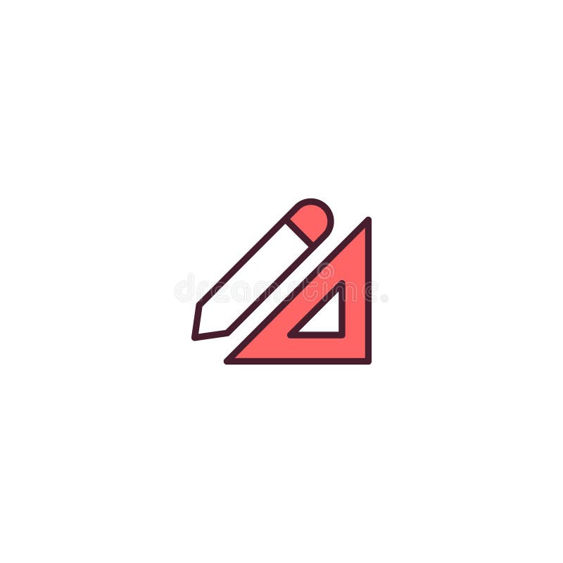 Ruler and Pencil Filled Line Icon. Linear Style Sign for Mobile Concept ...