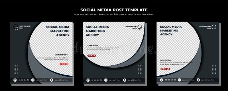 White Black Vector Social Media Post Template, Vector Art Illustration ...