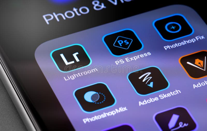 Adobe Services Mobile Apps on the Screen Smartphone Editorial Stock ...