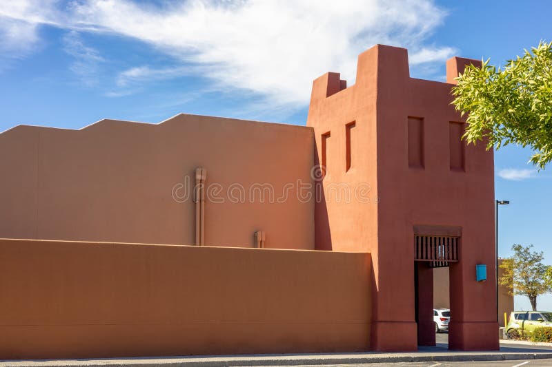Adobe-style Building in Santa Fe, New Mexico Stock Photo - Image of ...