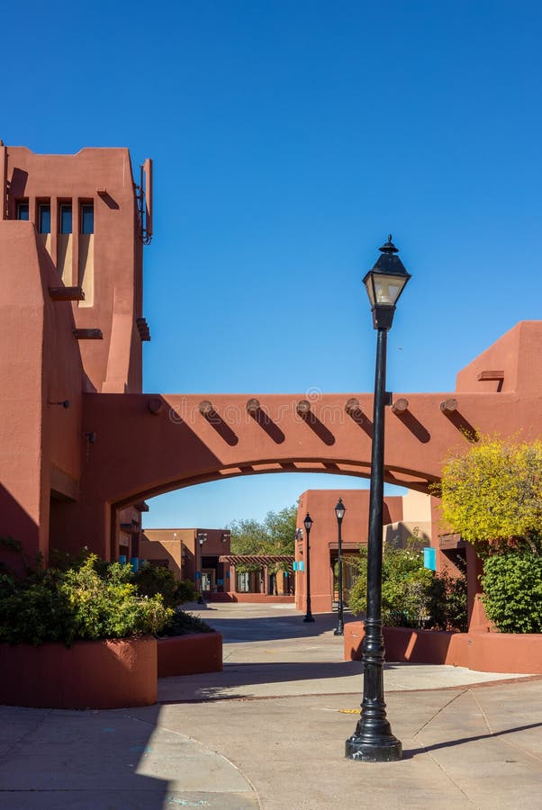 Adobe-style Building in Santa Fe, New Mexico Stock Photo - Image of ...