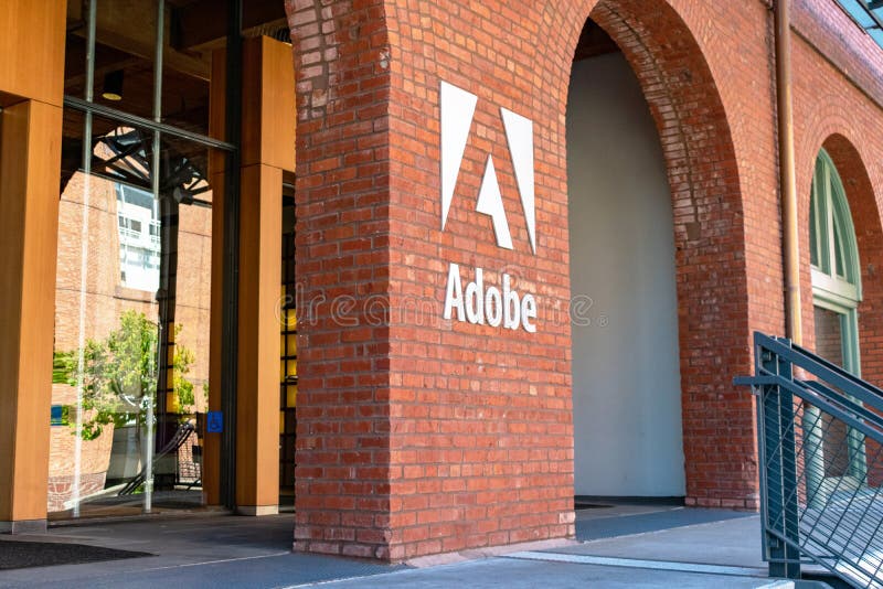 Adobe Systems Logo on the Brick Facade of Computer Software Company ...
