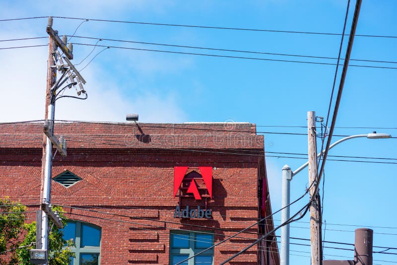 Adobe Systems Logo on the Brick Facade of Computer Software Company ...