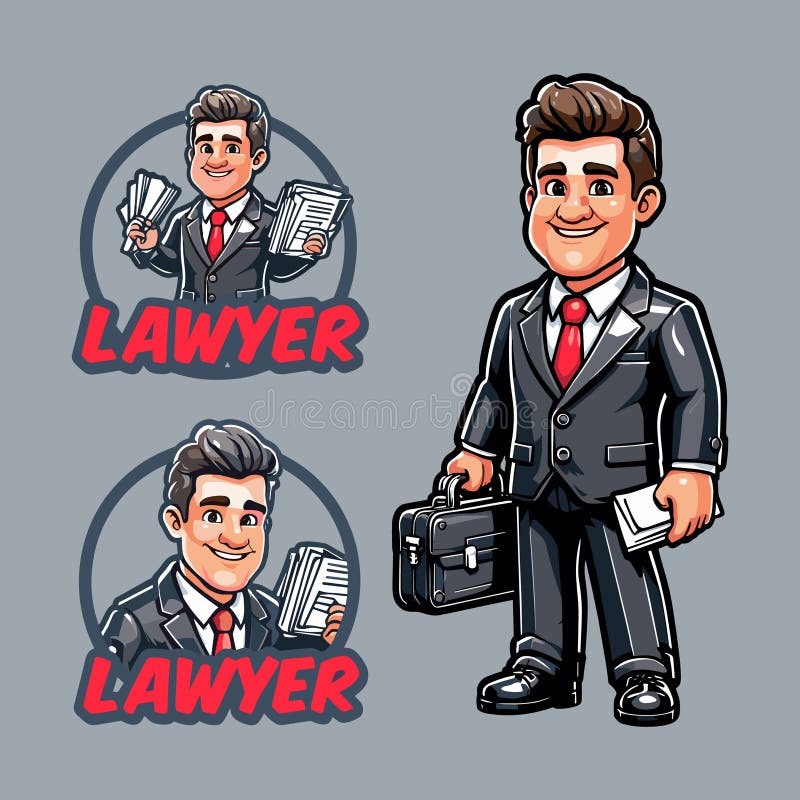 Creative Lawyer with a Briefcase Mascot Logo Character Cartoon Vector ...