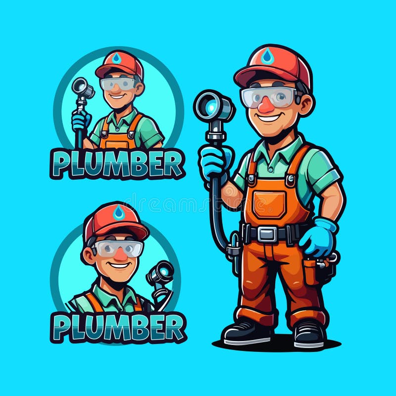Professional Plumber Cartoon Illustration – Perfect for Plumbing ...