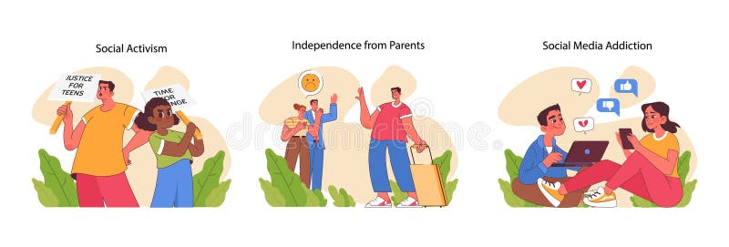 Adolescent Development Concept. Flat Vector Illustration Stock Vector ...
