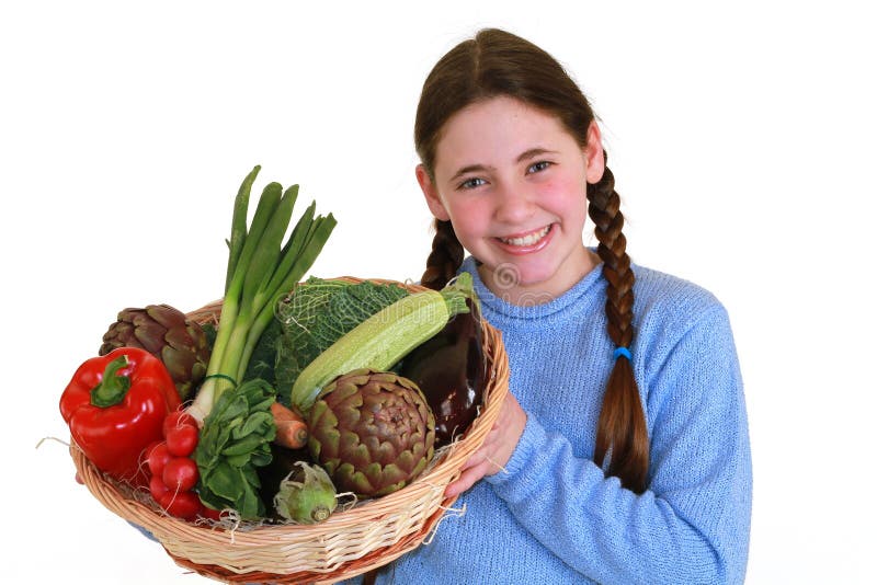 Adolescente com vegetais imagem de stock. Imagem de bonito - 13403239