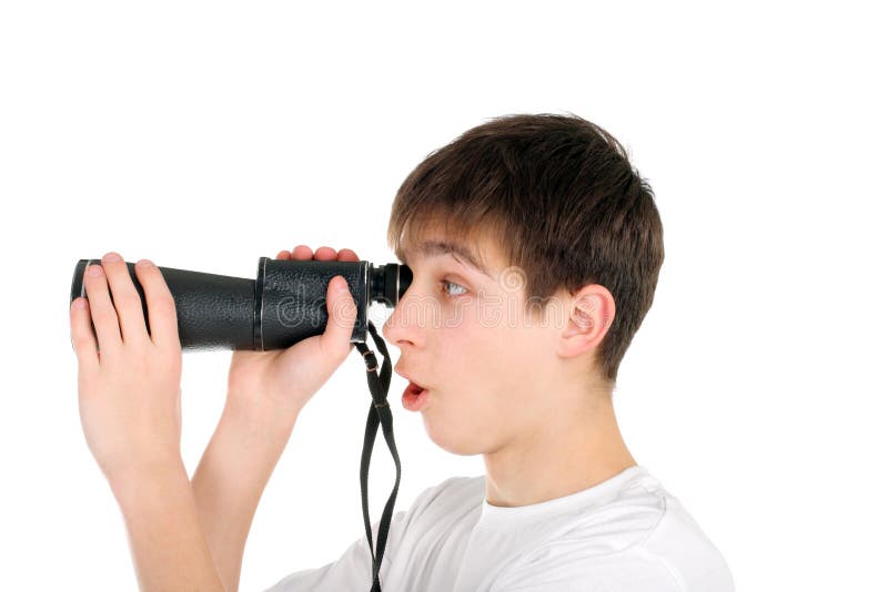 Adolescente Curioso Con Una Lupa Foto de archivo - Imagen de muchacho ...