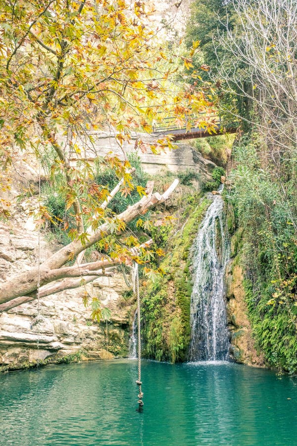 Landscape with Adonis Baths Waterfalls, Paphos, Cyprus Stock Image ...
