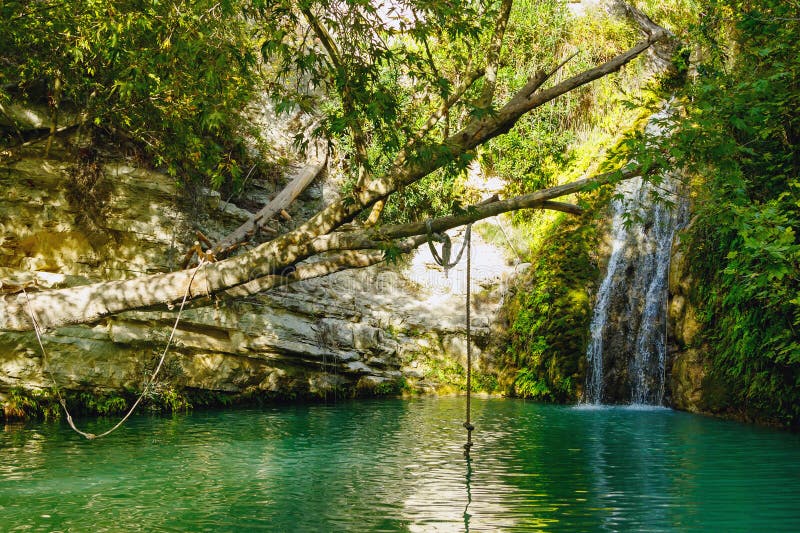 Adonis Baths Waterfalls in the Paphos, Cyprus. Stock Image - Image of ...