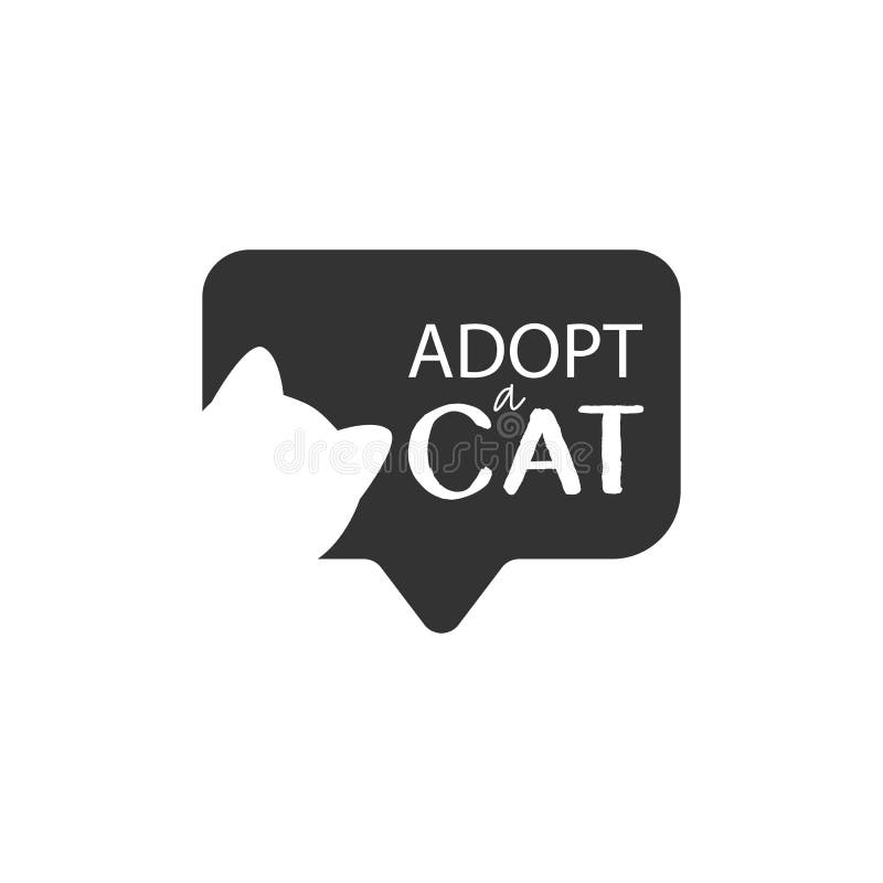 Adopt a Cat Logo. Cat Head Silhouette Stock Vector - Illustration of ...