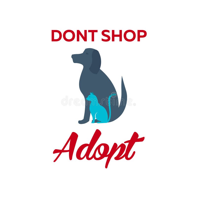 Adopt Logo. Dont Shop, Adopt. Cat Adoption Concept. Vector Illustration ...