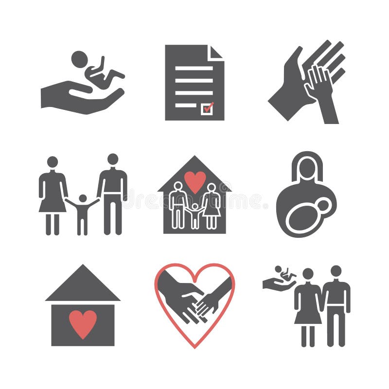 Adoption Icons Set. Vector Signs for Web Graphics Stock Vector ...