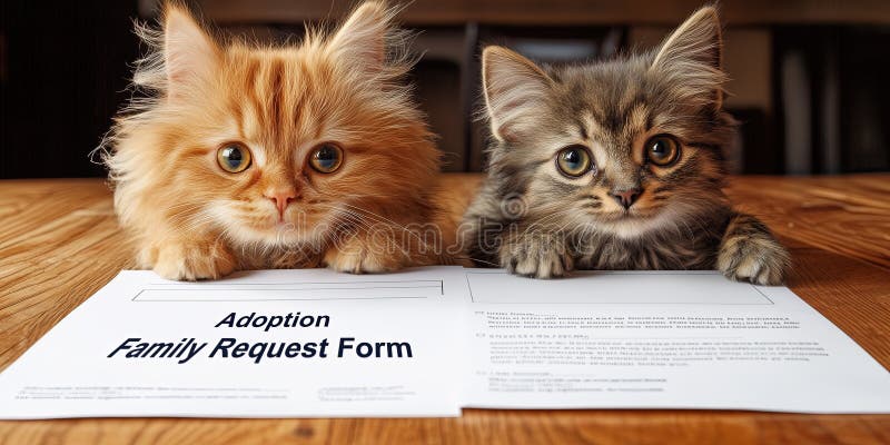Adoption Request Form with Two Adorable Cats Looking Hopeful Stock ...