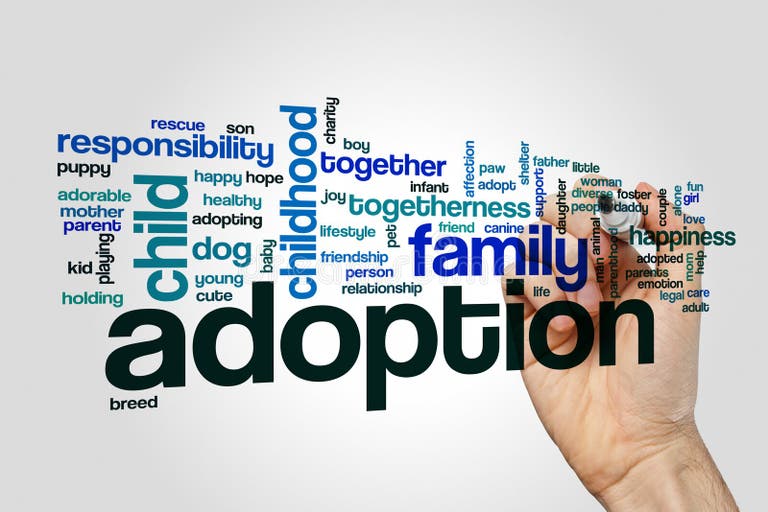 Adoption Word Cloud Concept on Grey Background Stock Image - Image of ...
