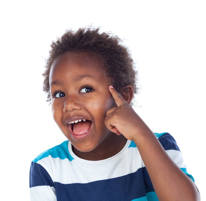 786 Black Child Boy Thinking White Background Stock Photos - Free ...