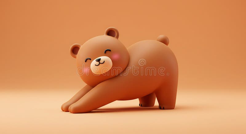 Adorable AI-Generated Stretching Bear Stock Illustration - Illustration ...