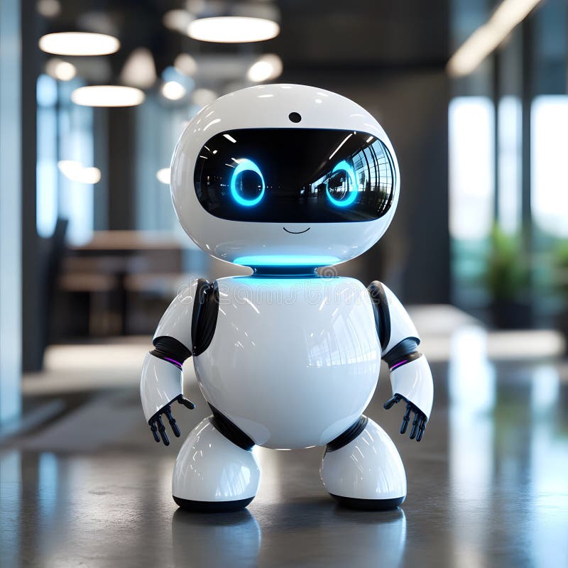 Adorable AI Robot Assistant Stock Illustration - Illustration of ...