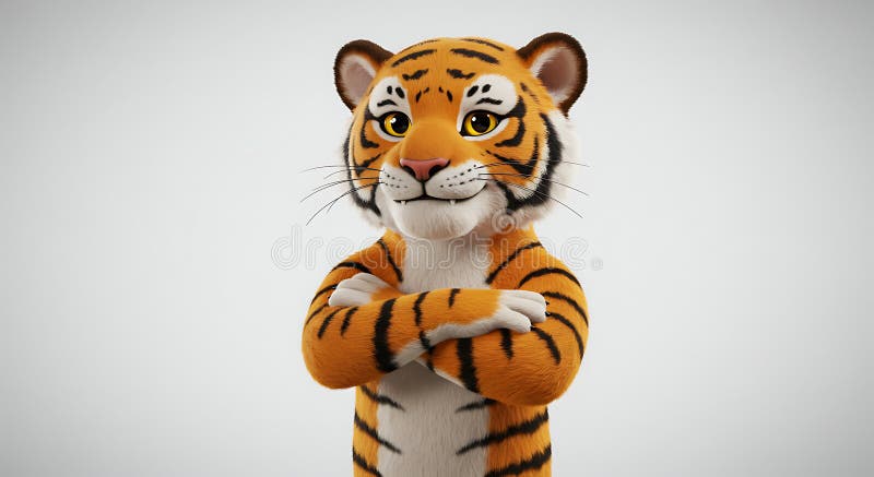 Adorable AI Tiger Cub stock illustration. Illustration of confident ...