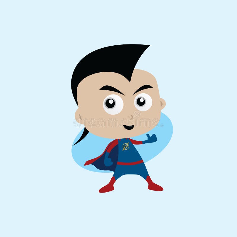 Adorable and Amazing Cartoon Superhero in Classic Pose Stock Vector ...
