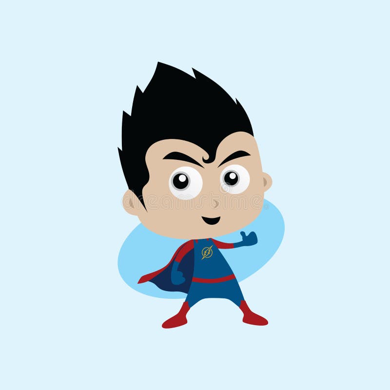 Adorable and Amazing Cartoon Superhero in Classic Pose Stock Vector ...