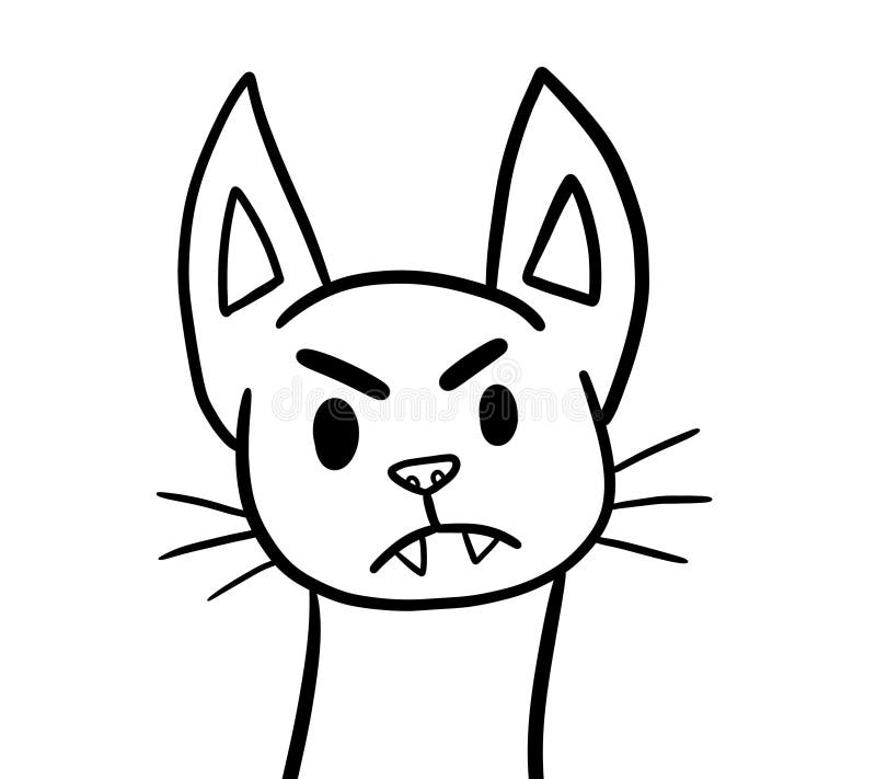 Adorable Angry Cat Doodle stock illustration. Illustration of character ...