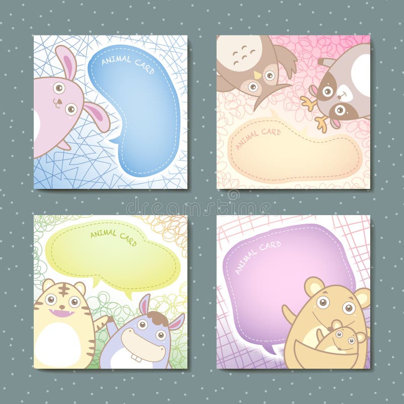 Adorable Animal Memo Pads Set Stock Illustration - Illustration of ...
