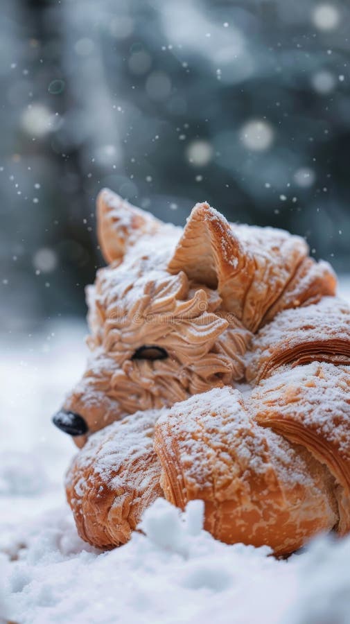 An Adorable Animal Shaped Croissant in a Nature Setting Stock Image ...