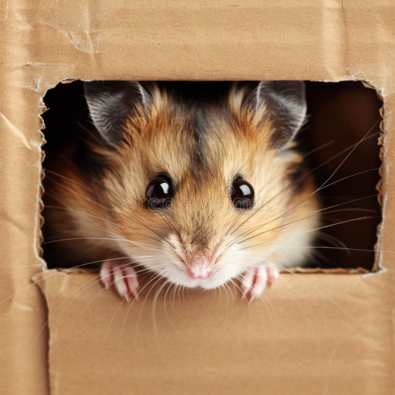 Adorable Animals Hiding and Peeking Out from Cardboard Boxes Stock ...