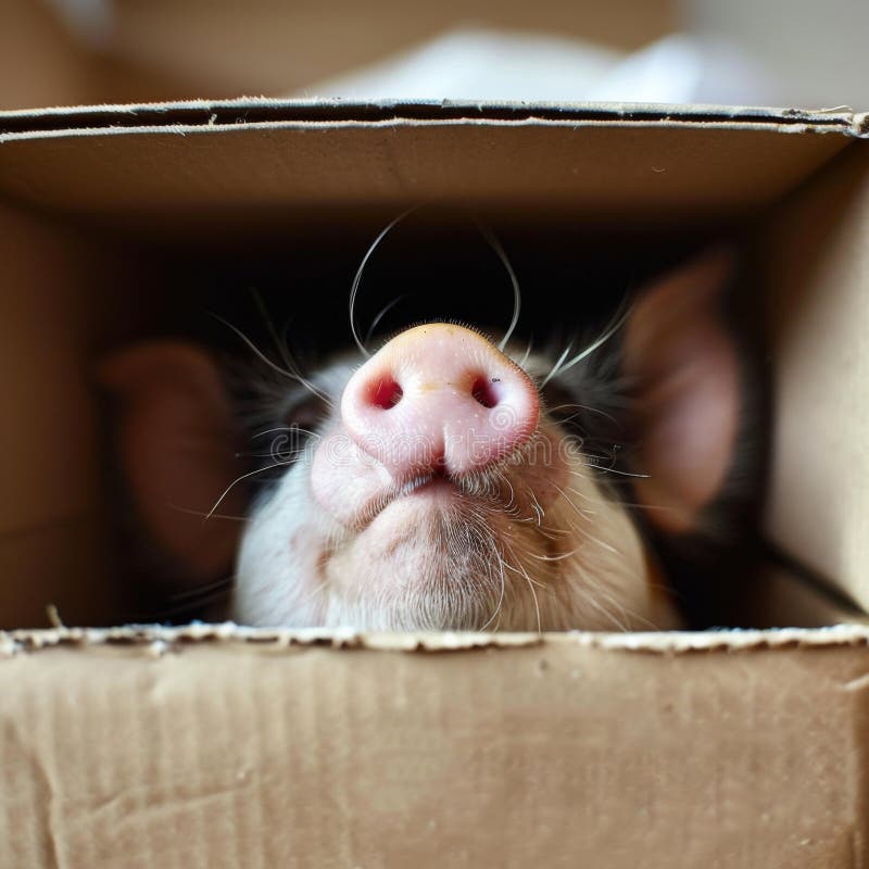 Adorable Animals Hiding and Peeking Out from Cardboard Boxes Stock ...