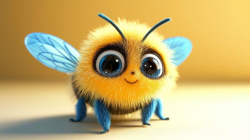 Adorable Animated Bee Characterized by Large Eyes and a Cheerful ...