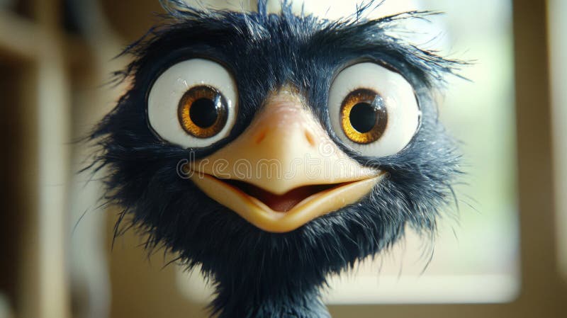 Adorable Animated Emu Chick Close Up Portrait Stock Illustration ...