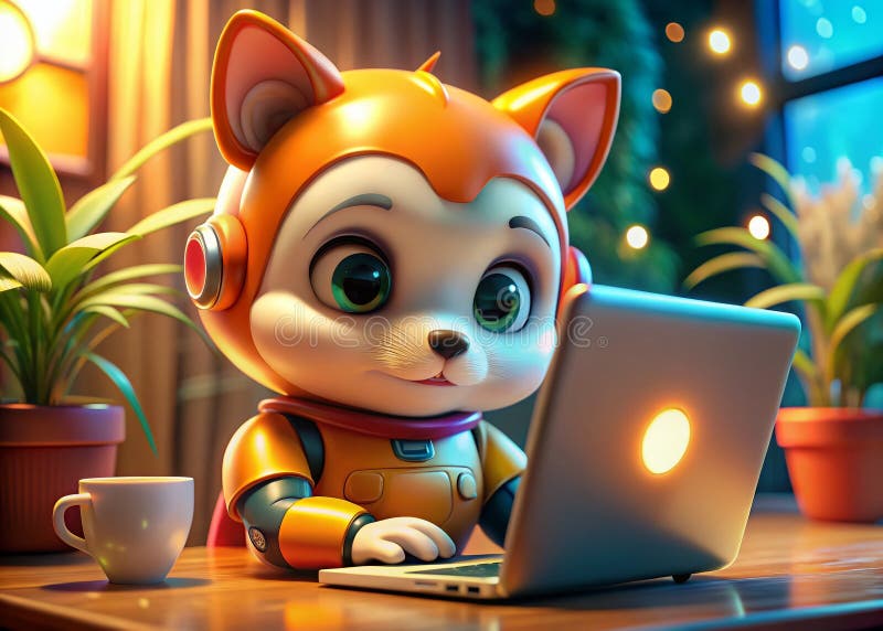 Adorable Animated Robot Character Design for Internet Communication ...