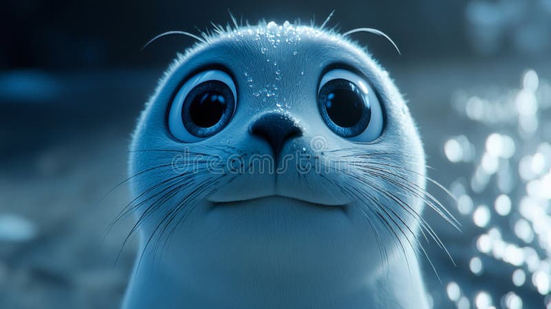 Adorable Animated Seal Pup Looks Upward Stock Illustration ...