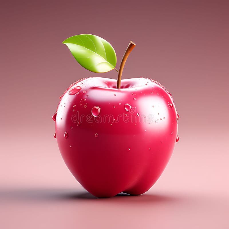 Adorable Apple: 3D Render of a Cute Apple Isolated Against a Solid ...