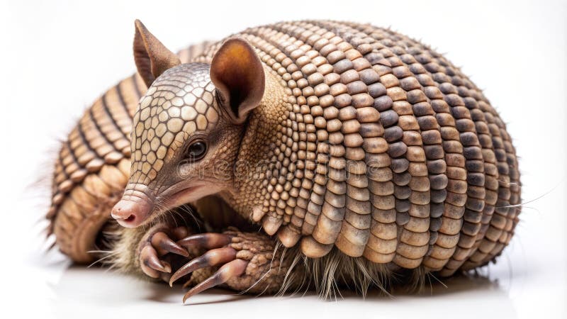 Adorable Armadillo Curls Up in Protective Shell Against a Pristine ...
