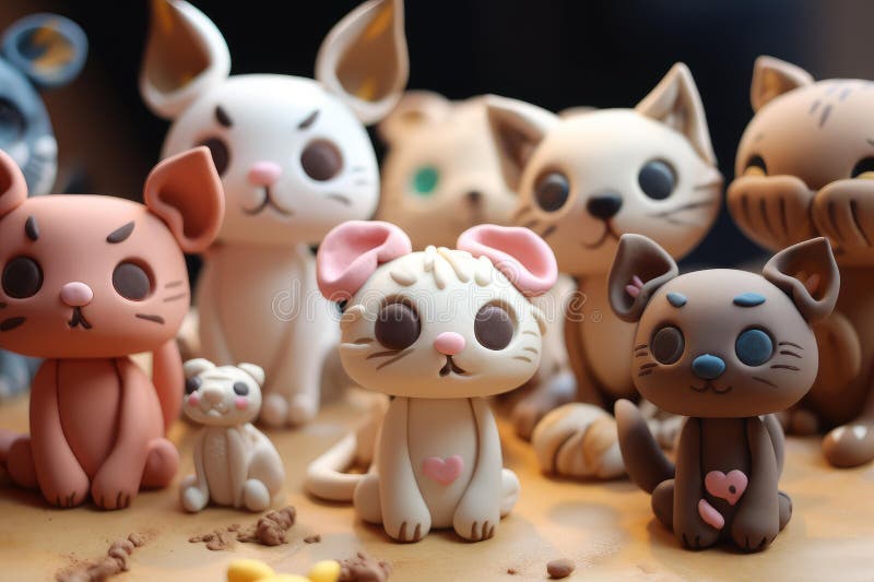 Adorable Assortment of Cat Figurines Stock Image - Image of hobby ...